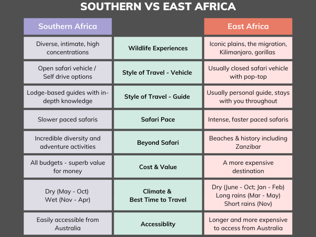 Southern vs East Africa: The Safari Showdown - Travel Africa